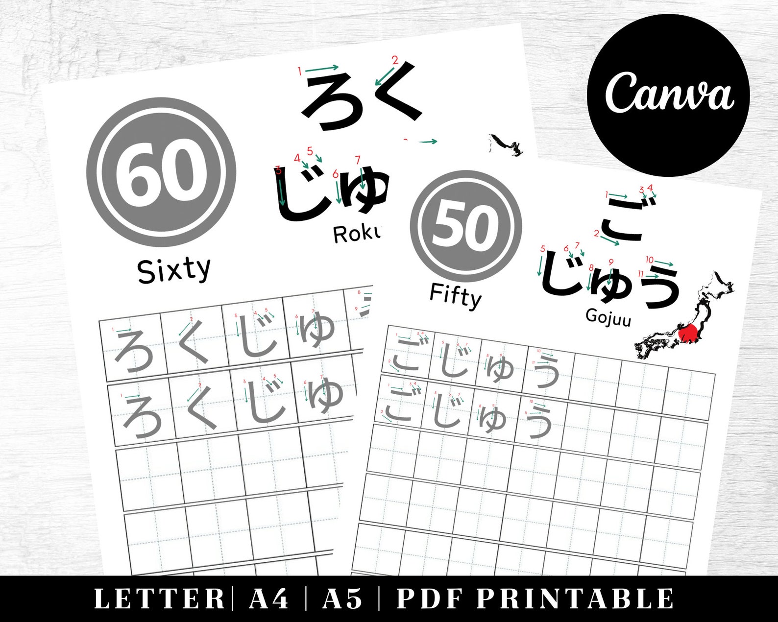Japanese Katakana Workbook Printable Japanese Numbers Writing Practice ...