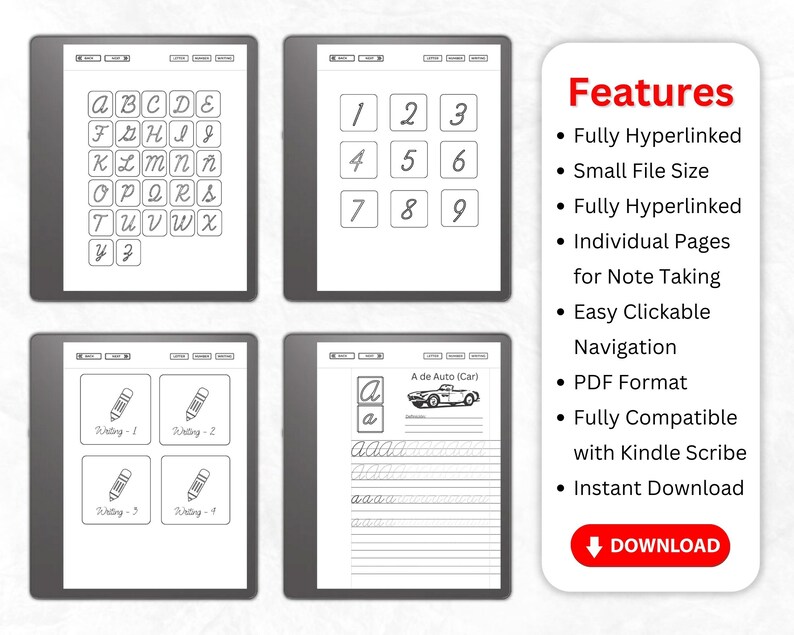 Spanish Handwriting Practice Worksheets Kindle Scribe | Kindle Scribe ...