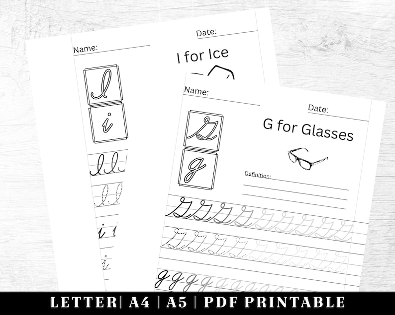 Cursive Handwriting Practice Worksheets Printable Neat - Etsy