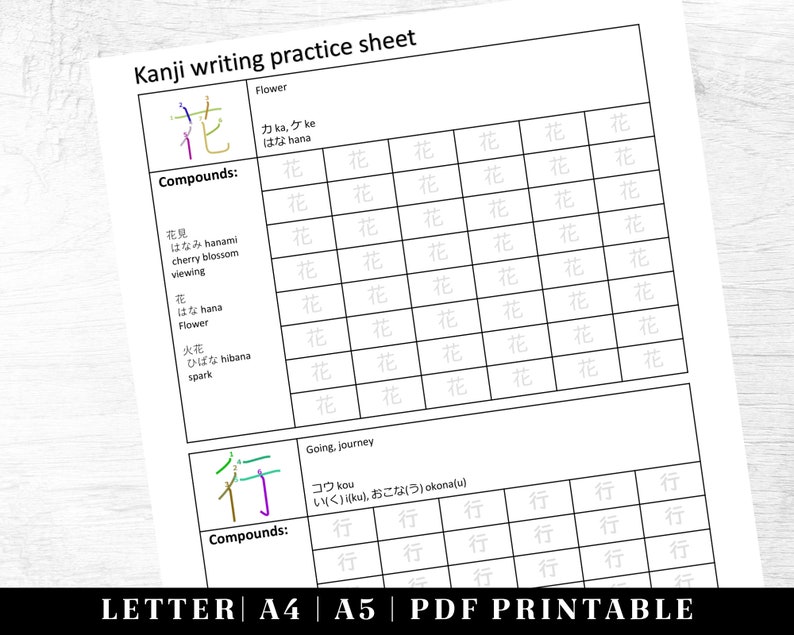 Japanese Language Workbook Printable Japanese Calligraphy - Etsy