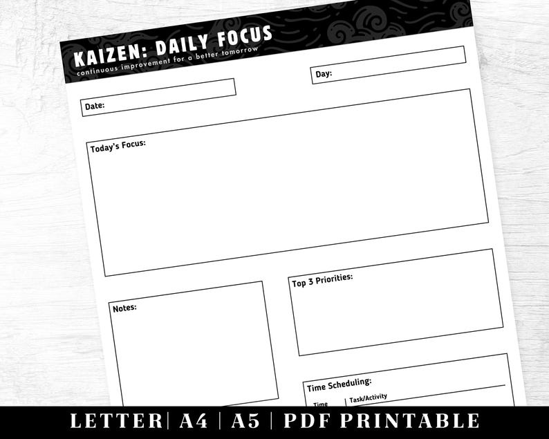 Printable Daily Planner | Japanese Stationery | Kanban Planner Inserts ...
