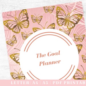Goals Planner Printable | Pink & Gold Productivity Tracker | Digital ...