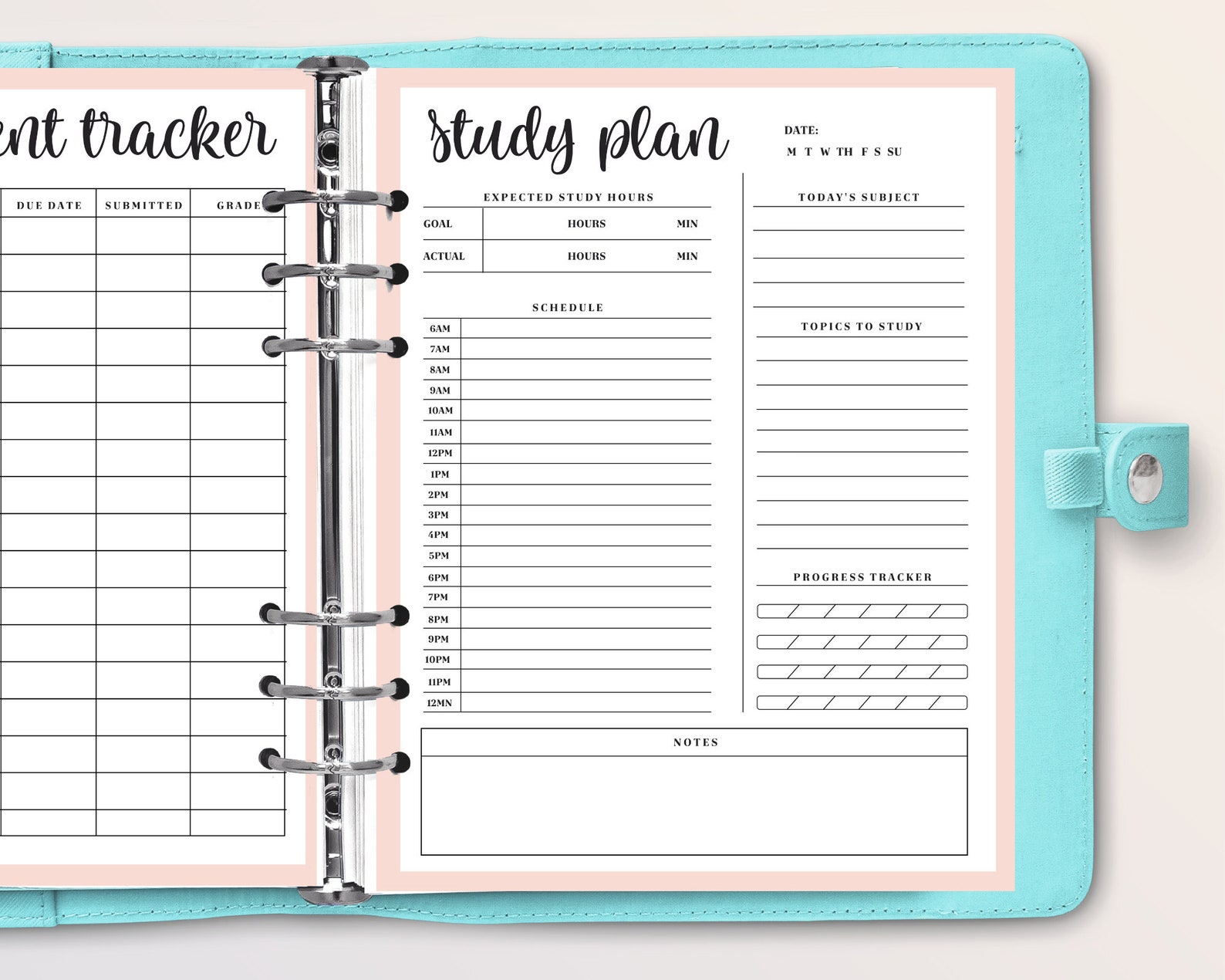 Study Planner Printable Pink Floral Assignment Tracker Digital Download ...