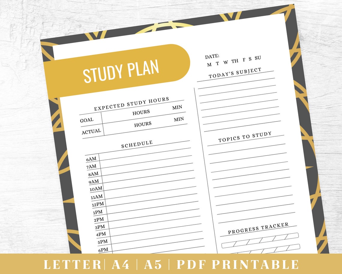 Study Planner Printable Gold Assignment Tracker Digital - Etsy
