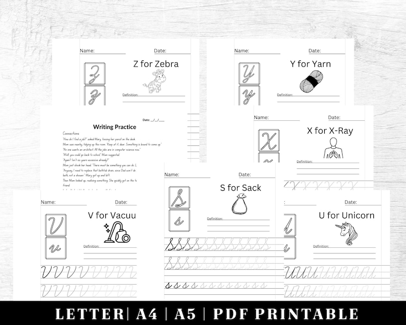 Cursive Handwriting Practice Worksheets Printable Neat - Etsy