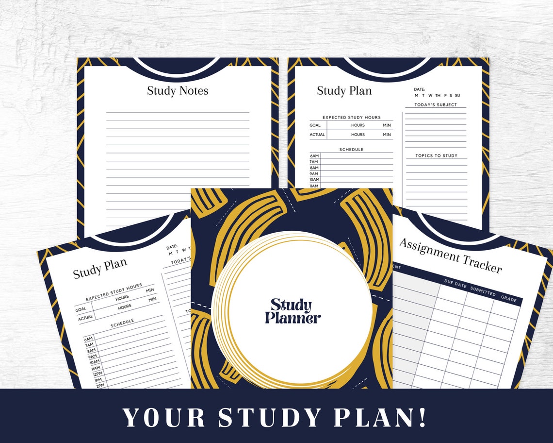 Study Planner Printable Blue & Yellow Assignment Tracker - Etsy