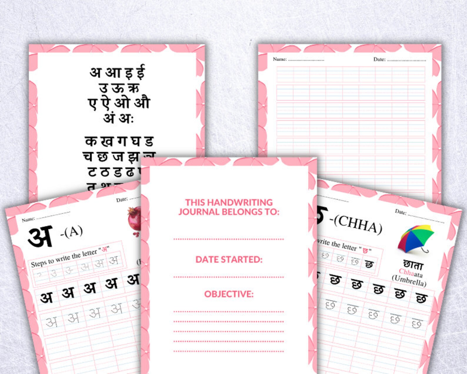 Hindi Alphabet Workbook | Printable Hindi Writing Template | Hindi ...
