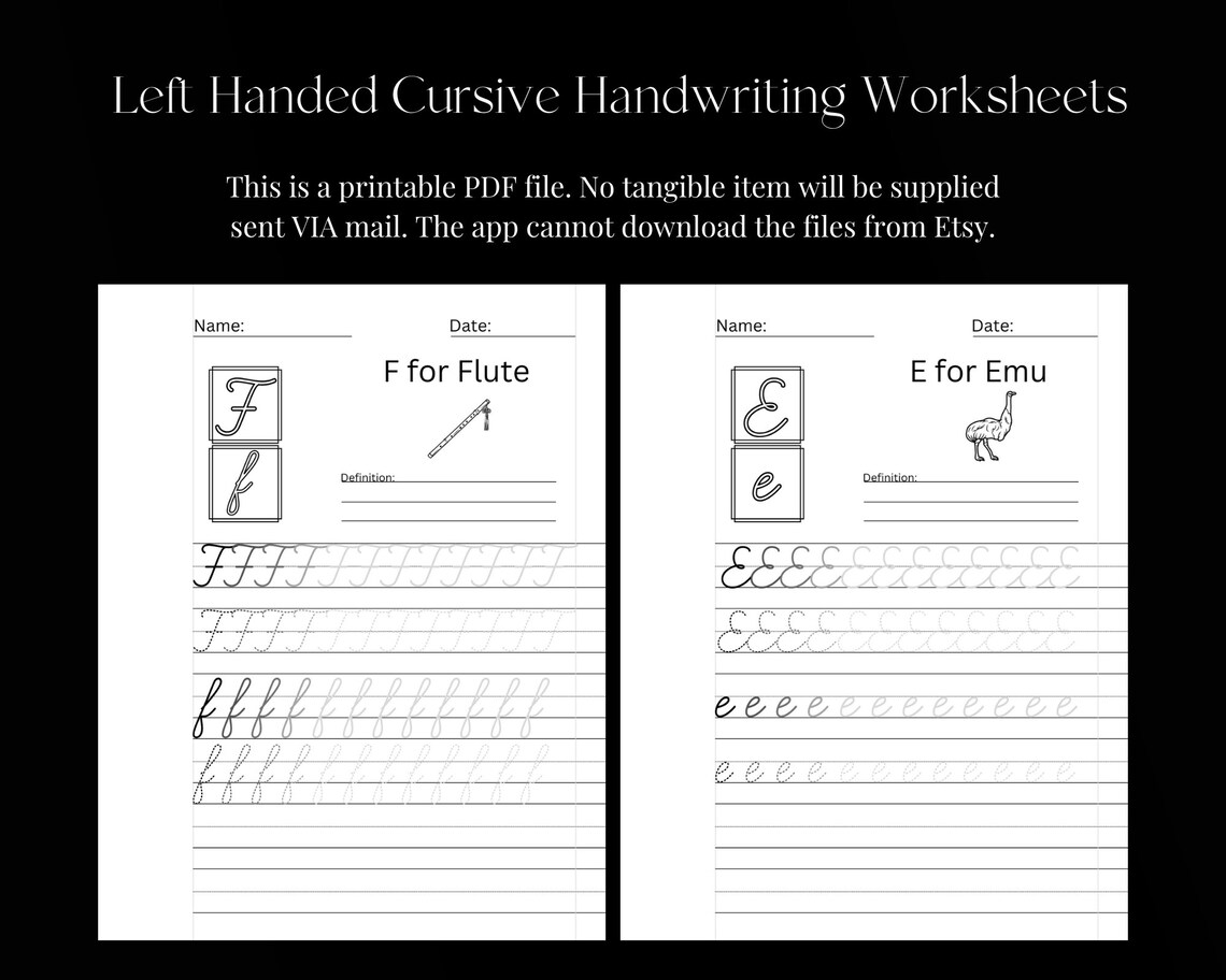 Cursive Handwriting Practice Worksheets Printable Neat - Etsy