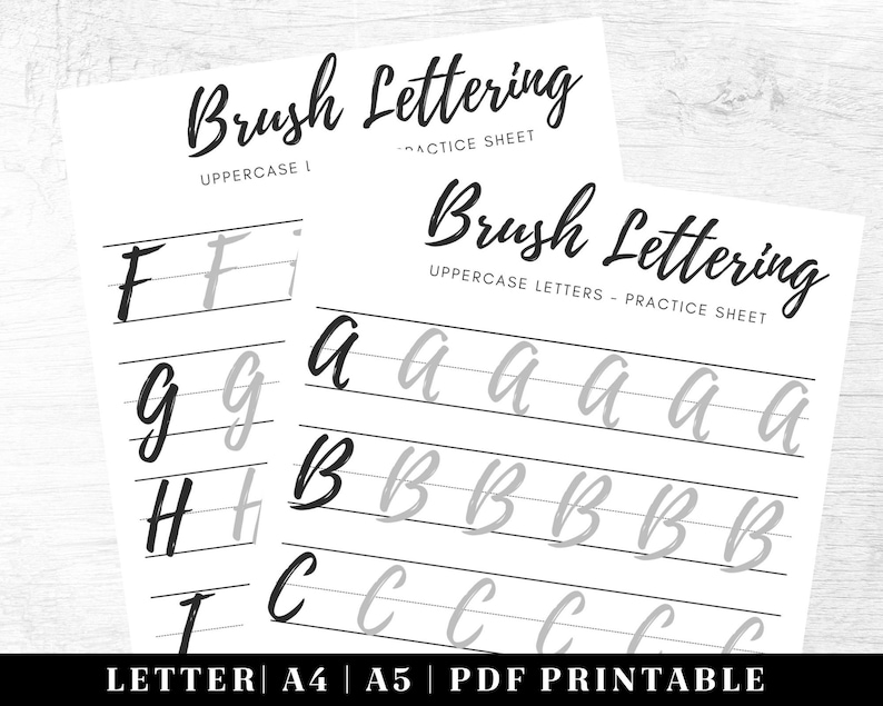 Learn Modern Calligraphy | Printable Hand Lettering Worksheet | Brush ...