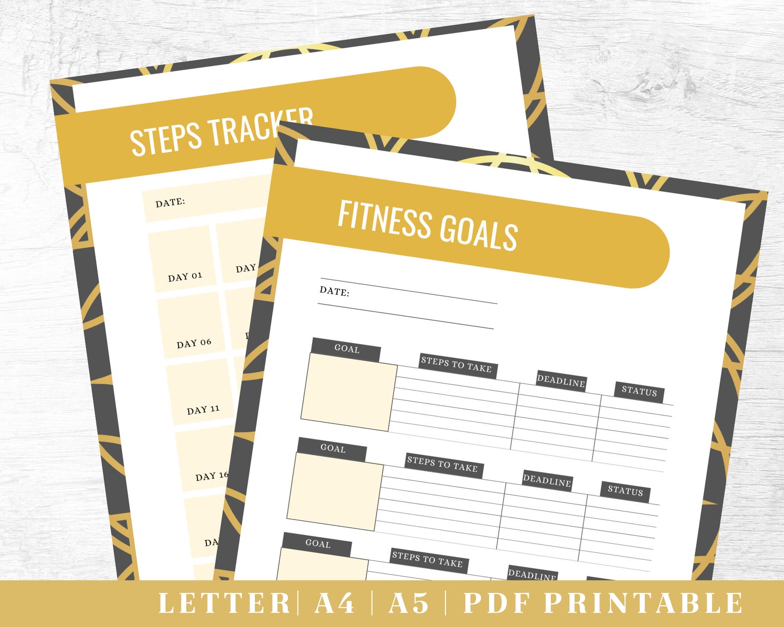 Goals Planner Printable | Gold Productivity Tracker | Digital Download ...