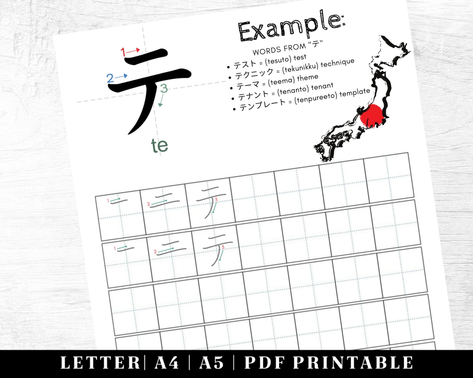 Japanese Alphabet Tracing Printable Japanese Calligraphy Template ...