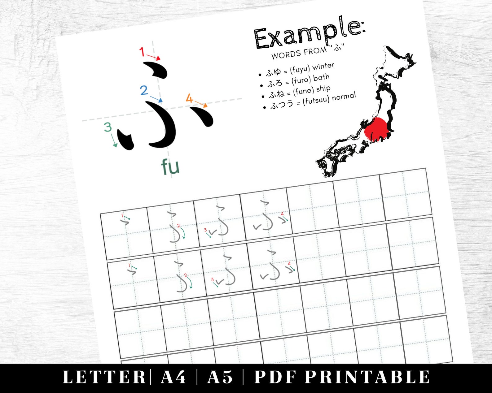 Japanese Alphabet Tracing | Printable Japanese Calligraphy Template ...