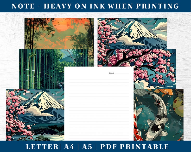 Printable Japanese Paper | Digital Writing Paper | Journal Supplies ...