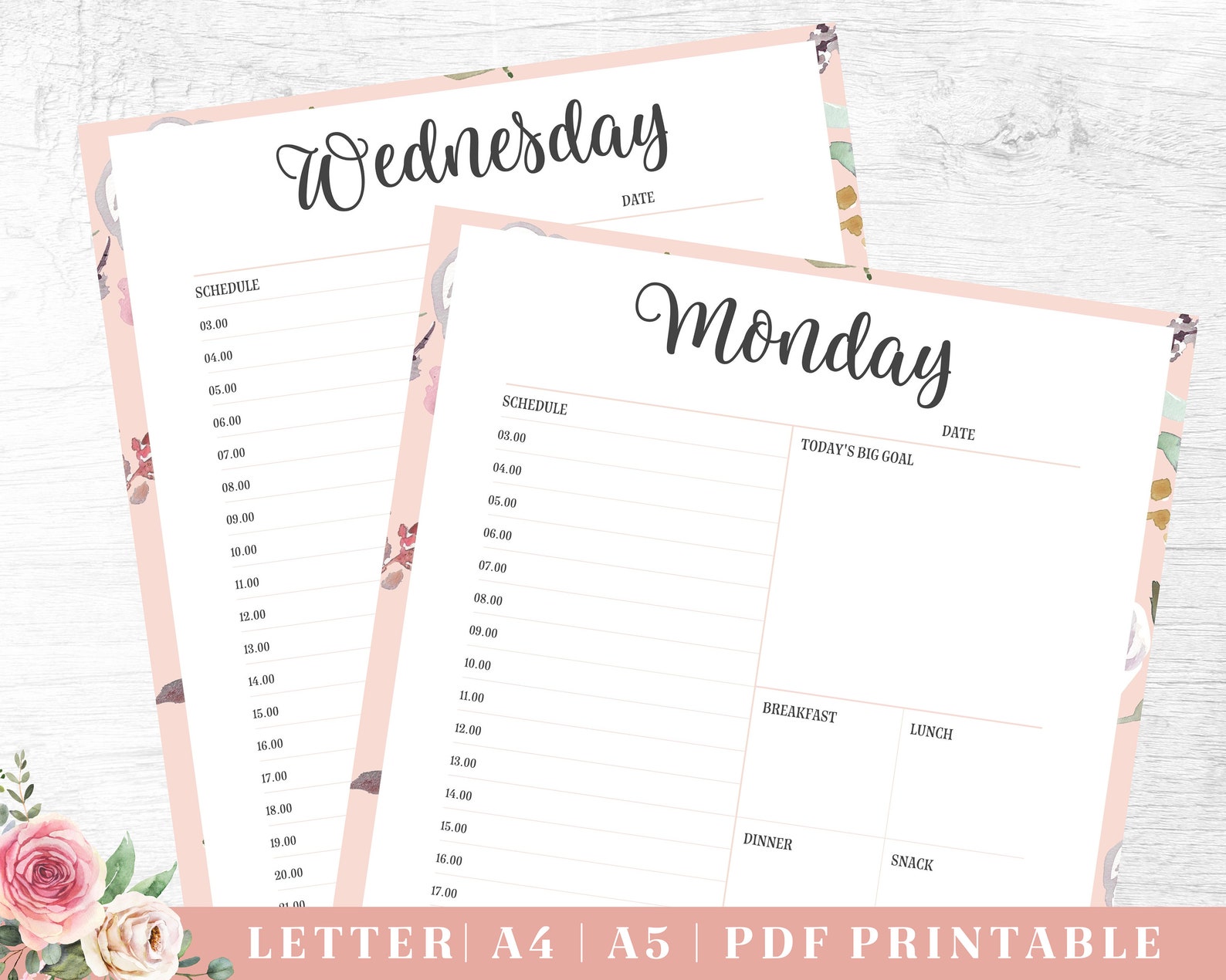 Self-care Journal Printable Pink Floral Wellness Planner - Etsy