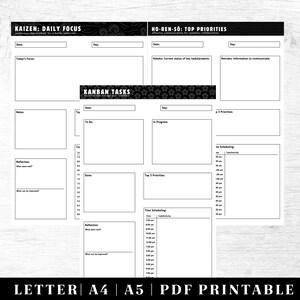 Printable Daily Planner | Japanese Stationery | Kanban Planner Inserts ...