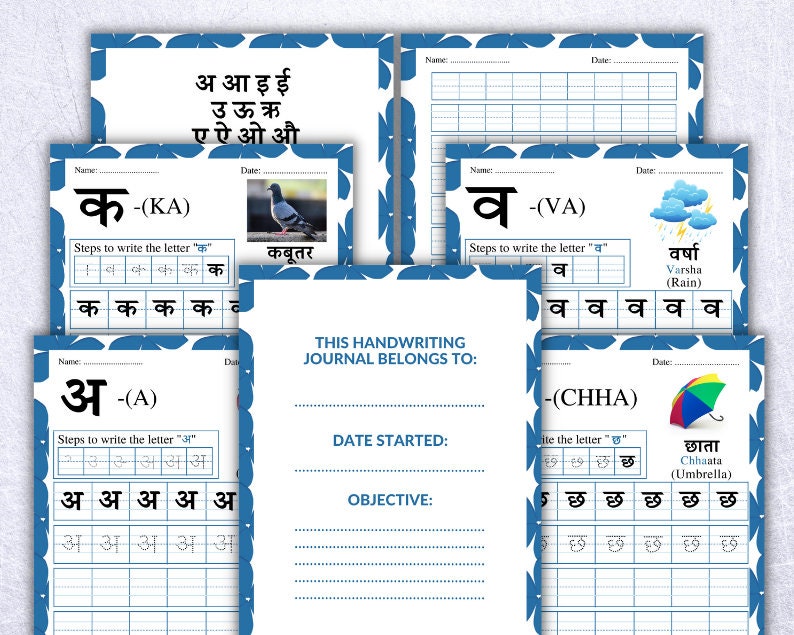 Hindi Alphabet Workbook | Printable Hindi Writing Template | Hindi ...