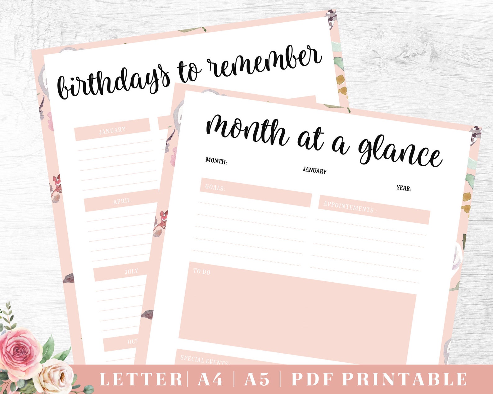 Productivity Planner Printable | Daily Weekly Monthly Tracker | Digital ...