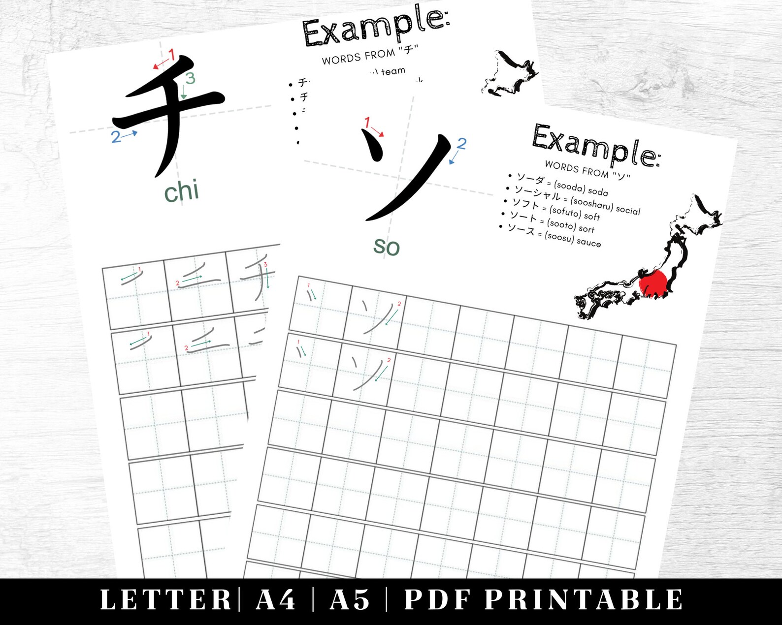 Japanese Alphabet Tracing Printable Japanese Calligraphy Template ...