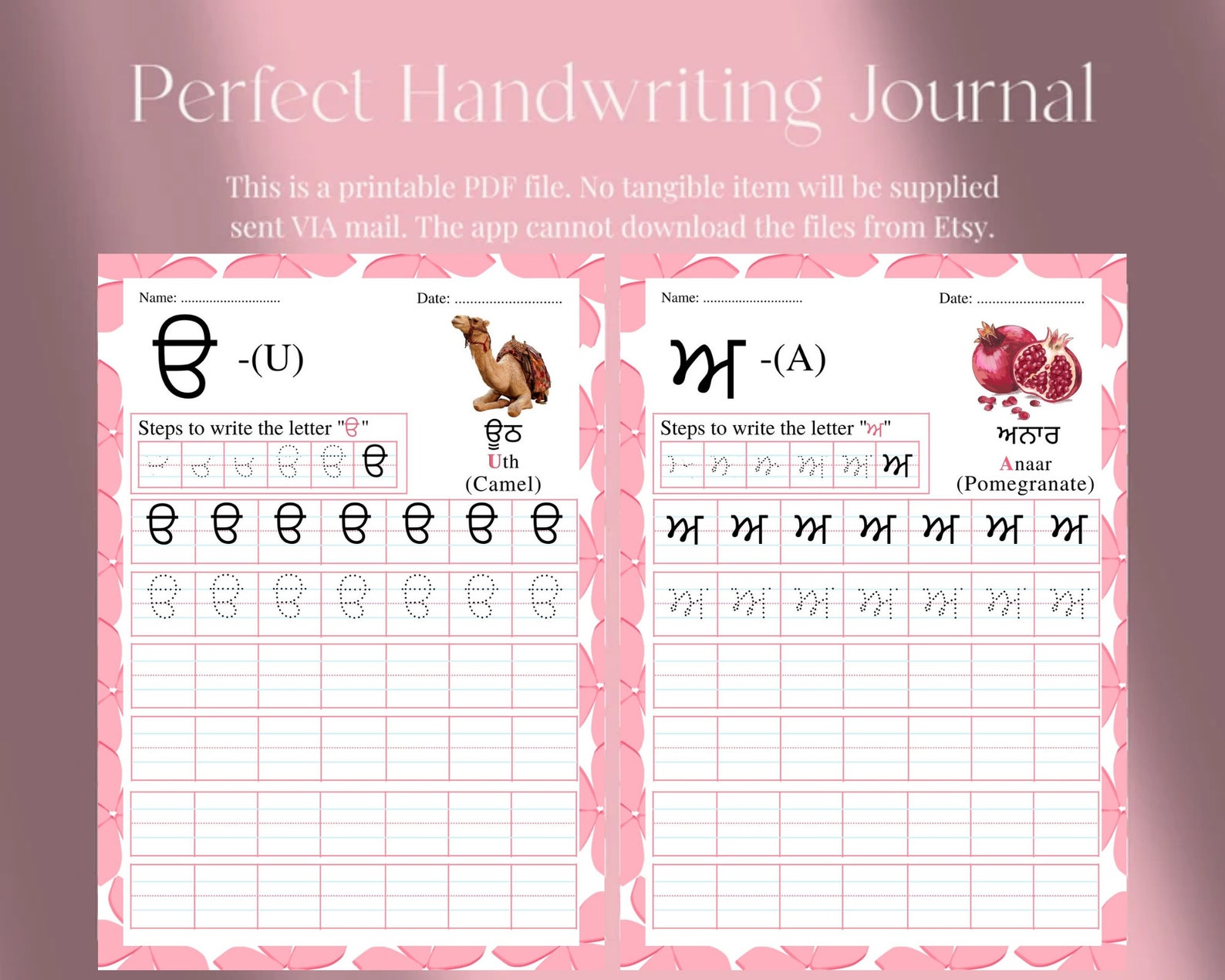Punjabi Alphabet Tracing Workbook | Printable Punjabi Handwriting ...