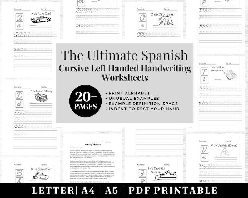 Spanish Cursive Handwriting Practice Worksheets Printable Neat ...