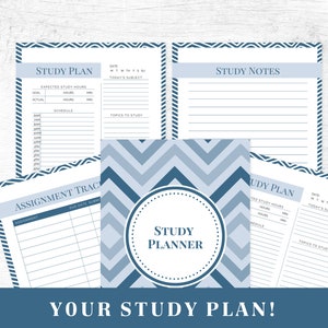 Study Planner Printable | Blue Assignment Tracker | Digital Download ...