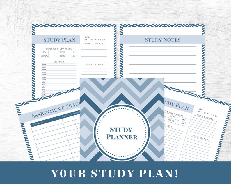 Study Planner Printable | Blue Assignment Tracker | Digital Download ...