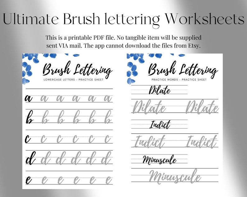 Learn Modern Calligraphy Printable Hand Lettering Worksheet - Etsy