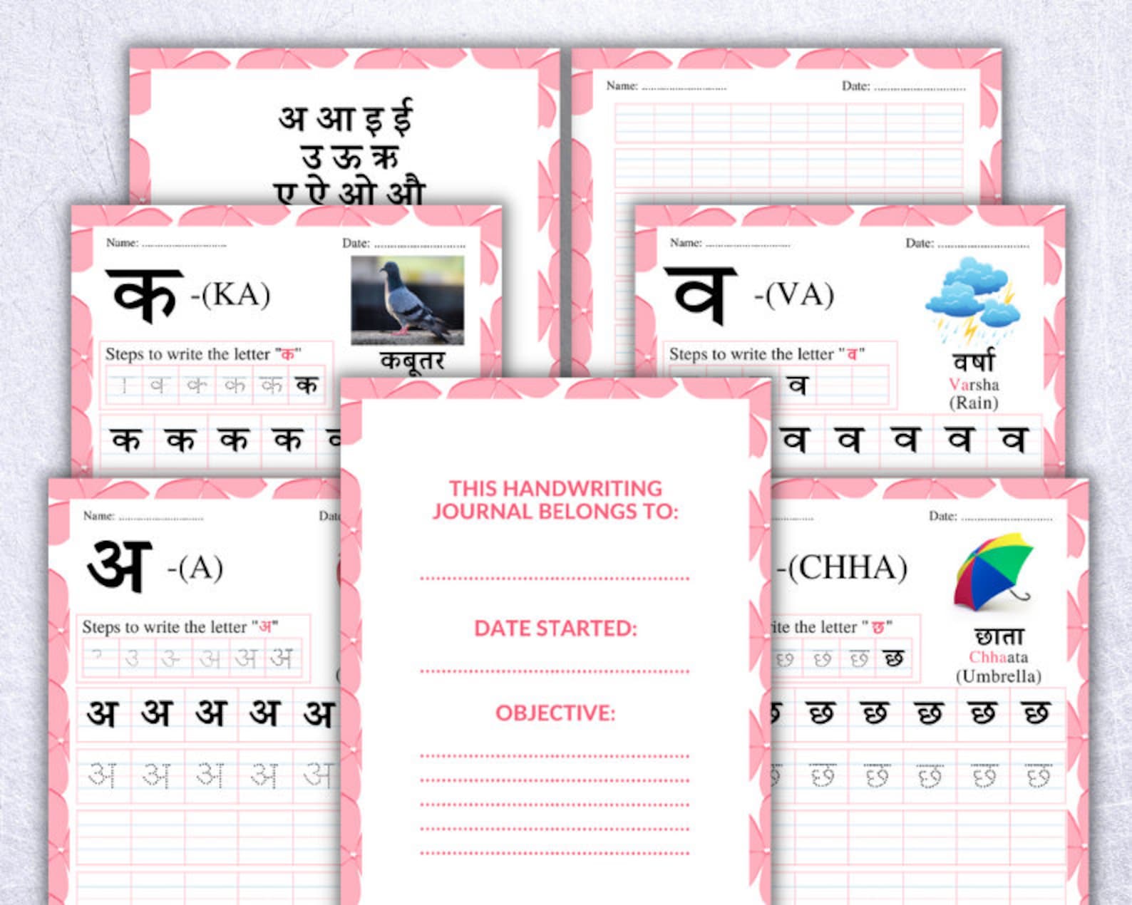Hindi Alphabet Workbook | Printable Hindi Writing Template | Hindi ...