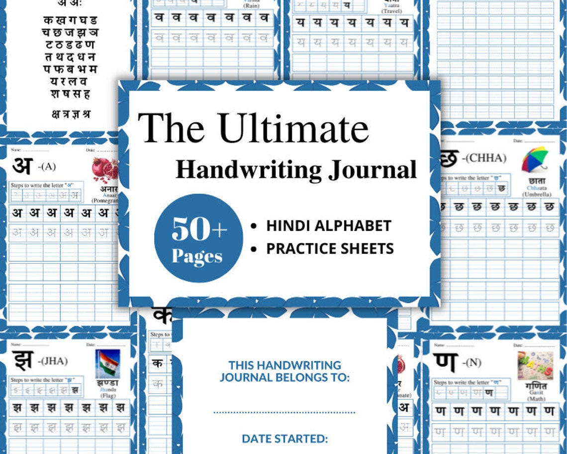 Hindi Alphabet Workbook | Printable Hindi Writing Template | Hindi ...