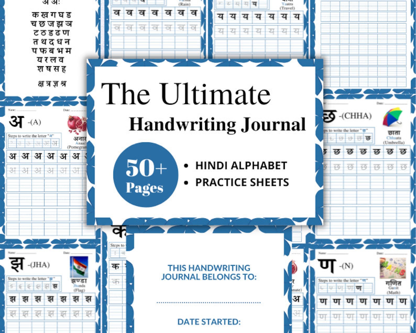 Hindi Alphabet Workbook | Printable Hindi Writing Template | Hindi ...