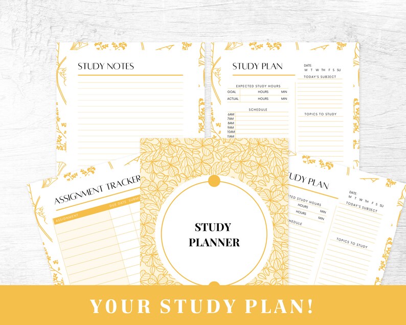 Study Planner Printable | Gold Assignment Tracker | Digital Download ...