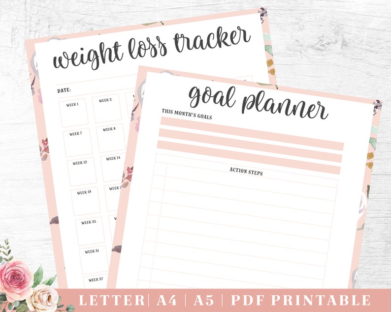 Fitness Planner Printable | Pink Healthy Habits Tracker | Digital ...