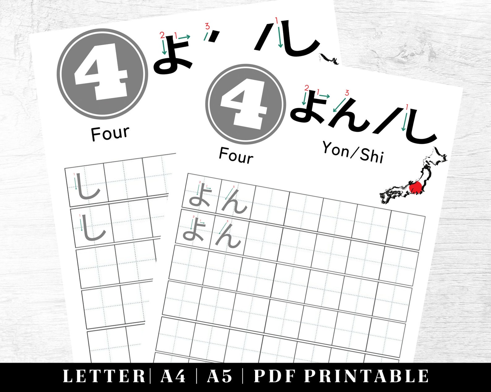 Japanese Katakana Workbook Printable Japanese Numbers Writing Practice ...