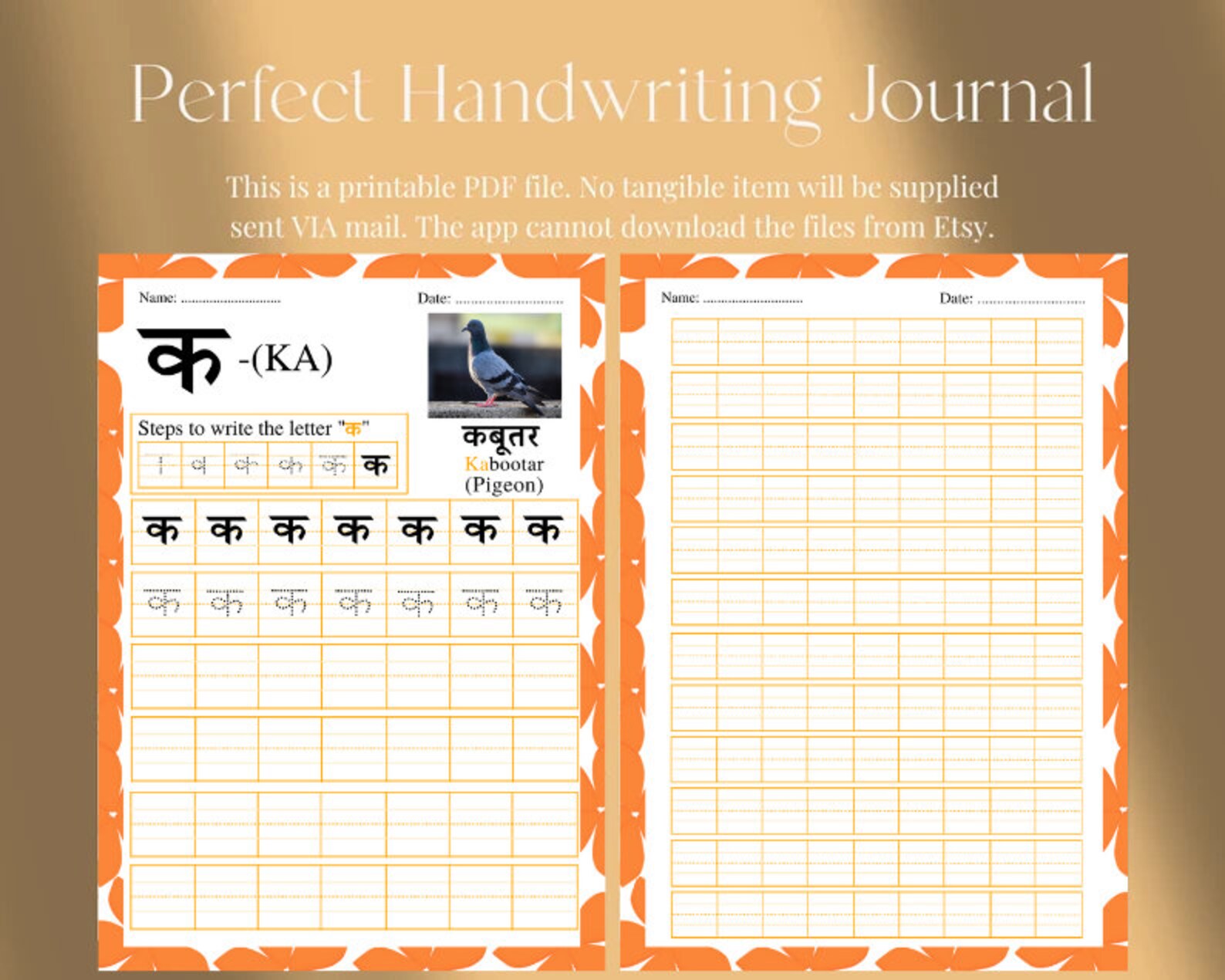 Hindi Alphabet Workbook Printable Hindi Writing Template Hindi ...