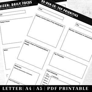 Printable Daily Planner | Japanese Stationery | Kanban Planner Inserts ...