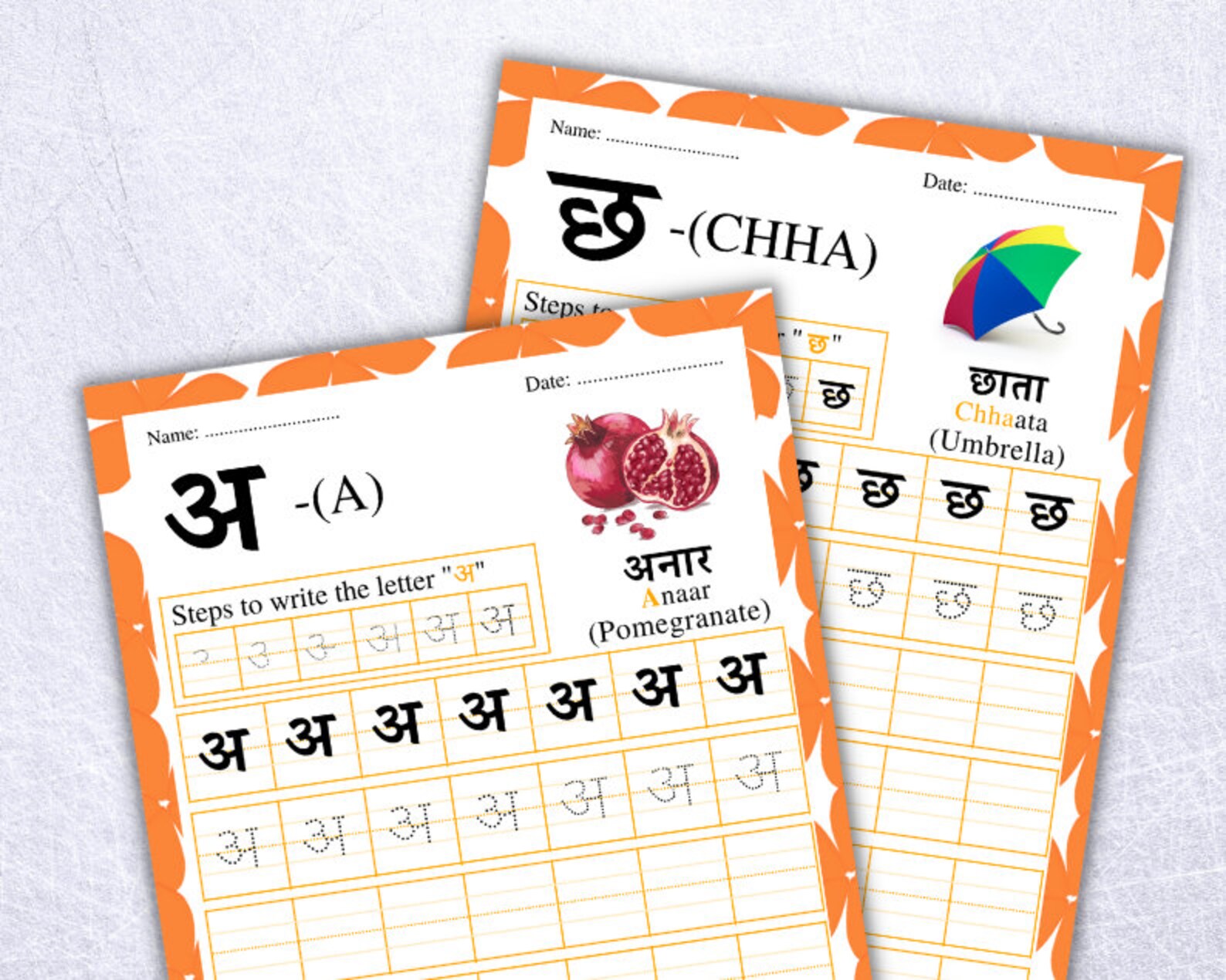 Hindi Alphabet Workbook Printable Hindi Writing Template Hindi ...