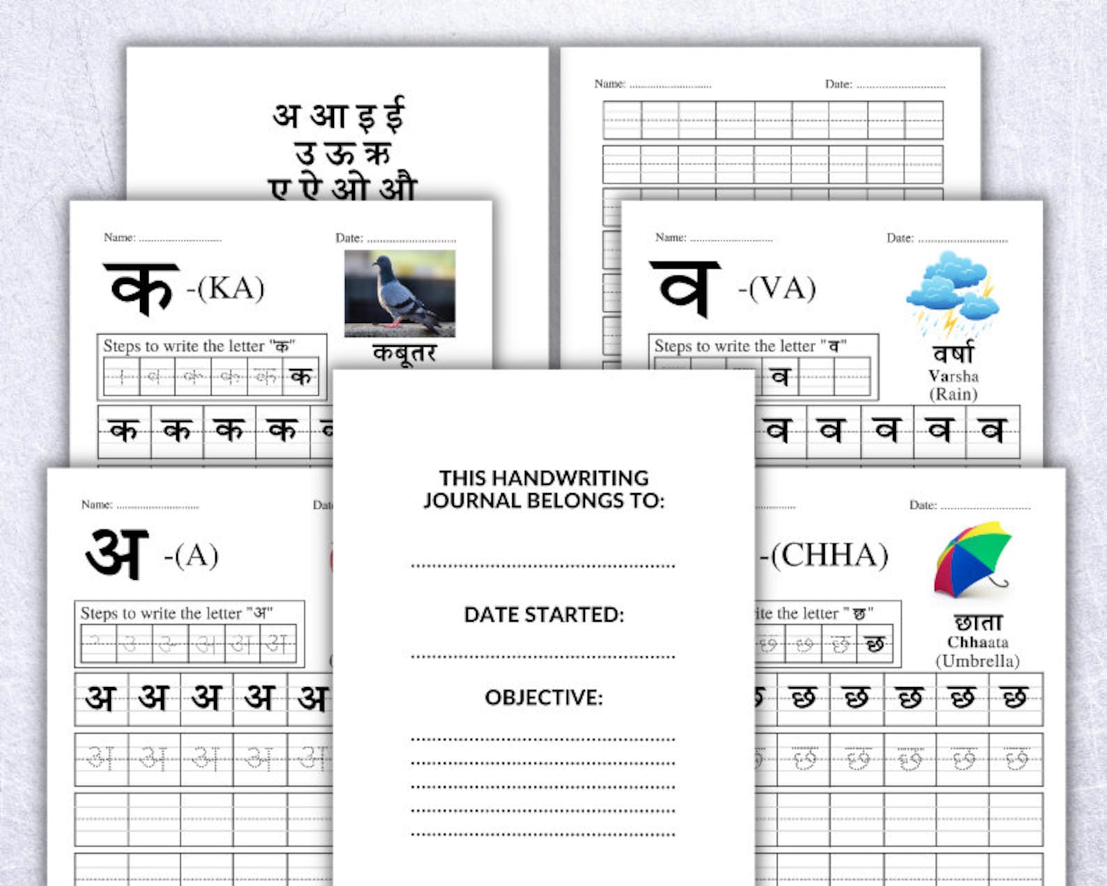 Hindi Alphabet Workbook | Printable Hindi Writing Template | Hindi ...