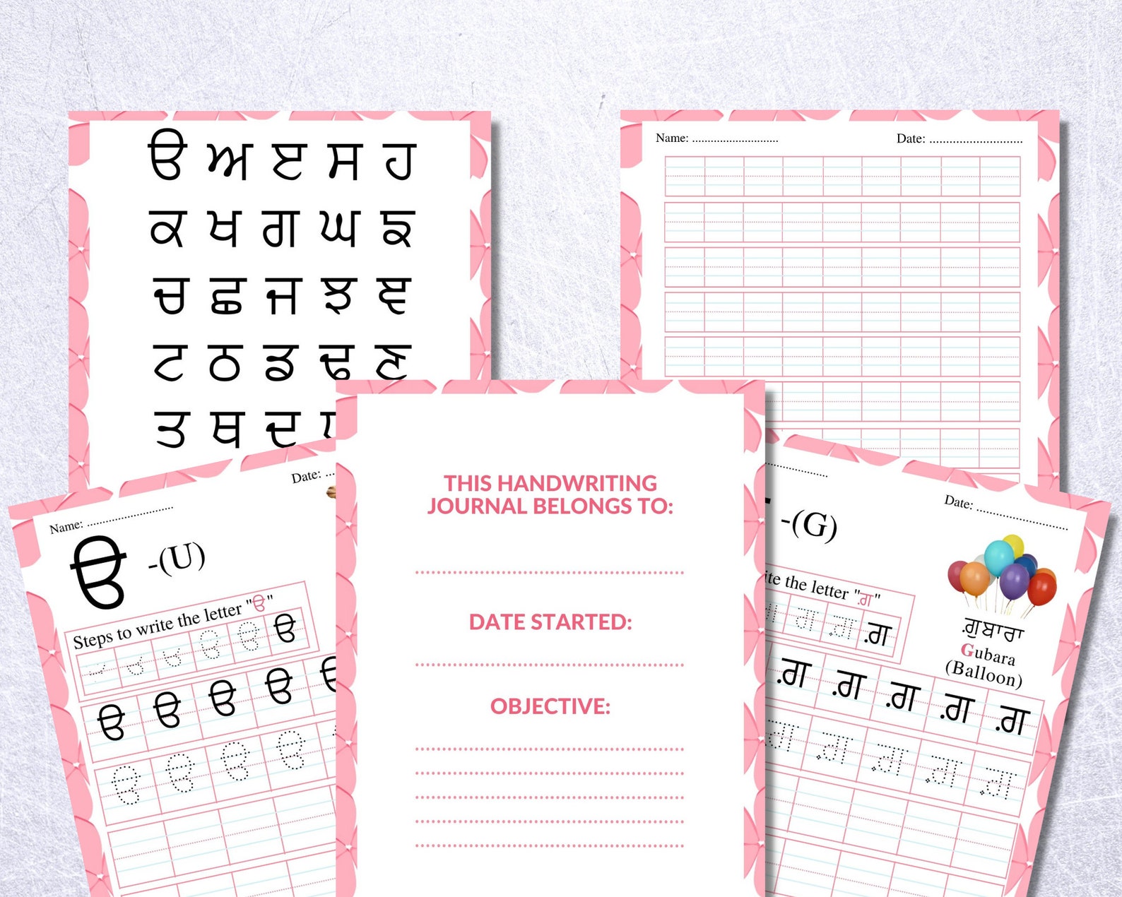 Punjabi Alphabet Tracing Workbook Printable Punjabi Handwriting ...