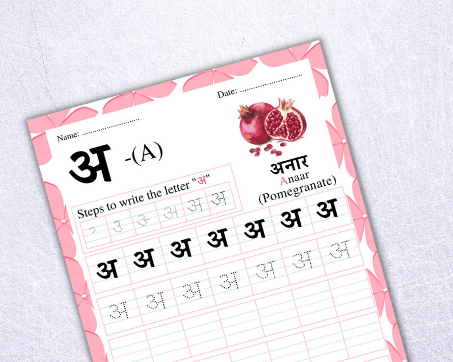 Hindi Alphabet Workbook | Printable Hindi Writing Template | Hindi ...