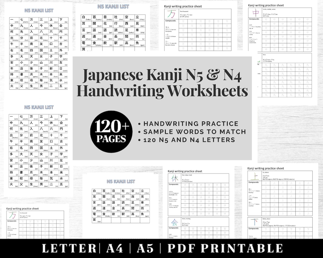 Japanese Language Workbook | Printable Japanese Calligraphy | Kanji ...