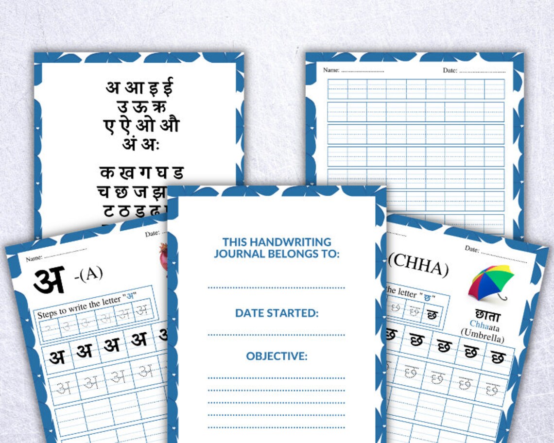 Hindi Alphabet Workbook | Printable Hindi Writing Template | Hindi ...