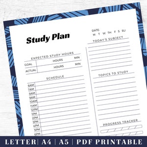 Study Planner Printable | Blue & White Assignment Tracker | Digital ...