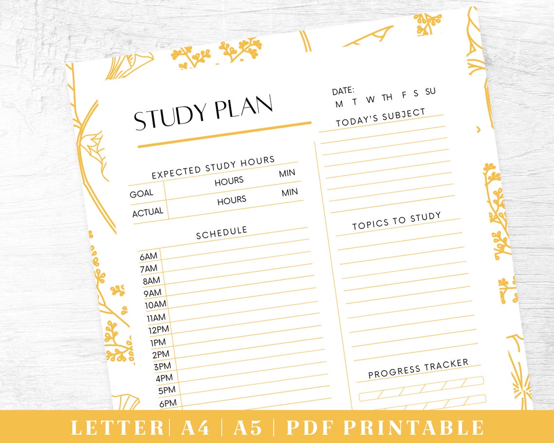 Study Planner Printable | Gold Assignment Tracker | Digital Download ...