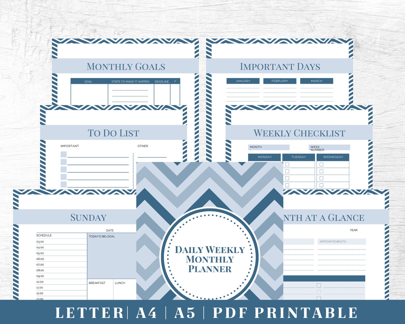 Productivity Planner Printable Daily Weekly Monthly Tracker Digital ...