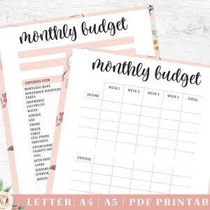 Finance Planner Printable | Pink Floral Budget Tracker | Digital ...
