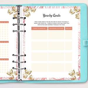 Goals Planner Printable | Pink & Gold Productivity Tracker | Digital ...