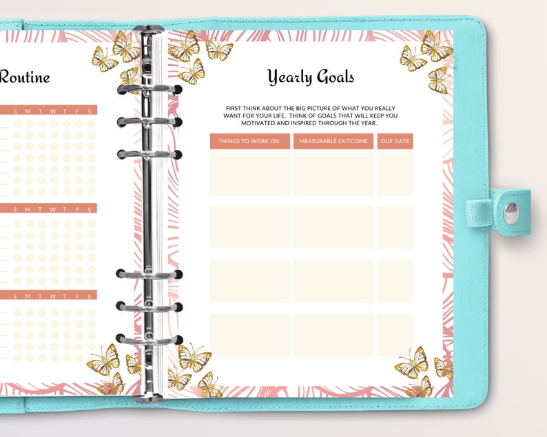 Goals Planner Printable Pink & Gold Productivity Tracker Digital ...
