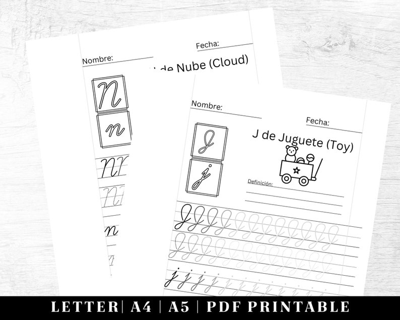 Spanish Cursive Handwriting Practice Worksheets Printable Neat ...