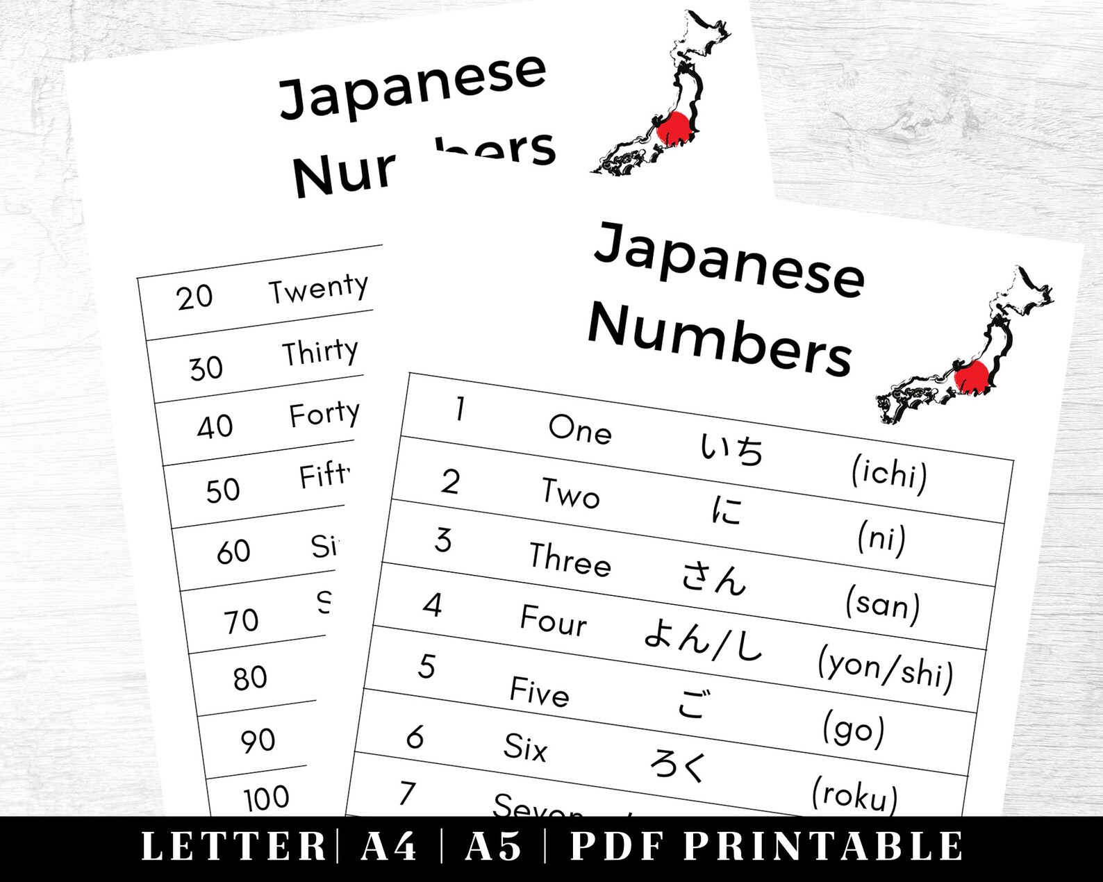 Japanese Katakana Workbook Printable Japanese Numbers Writing Practice ...