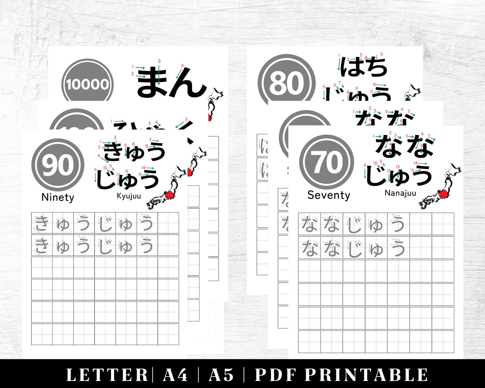 Japanese Katakana Workbook Printable Japanese Numbers Writing Practice ...